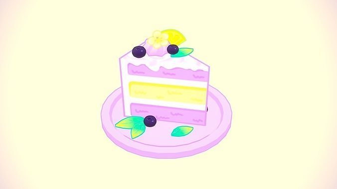 3D model Lemon Blueberry Cheesecake Cake VR / AR / low-poly | CGTrader