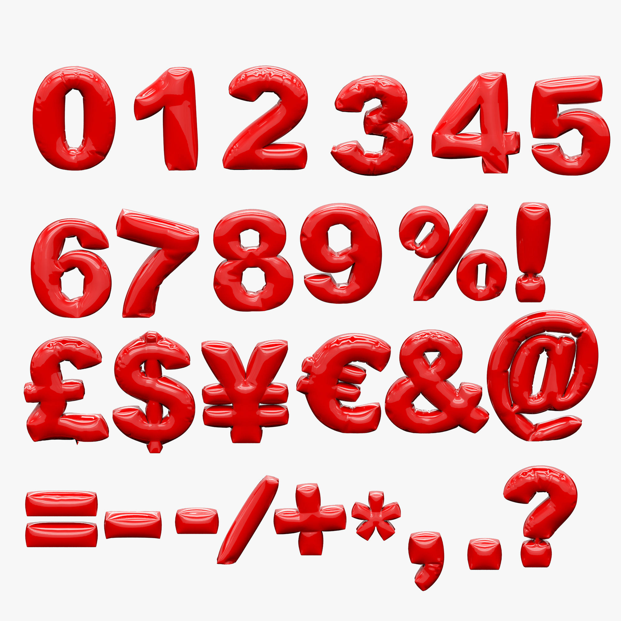 Animated Inflate Numbers Balloons 3D model animated | CGTrader