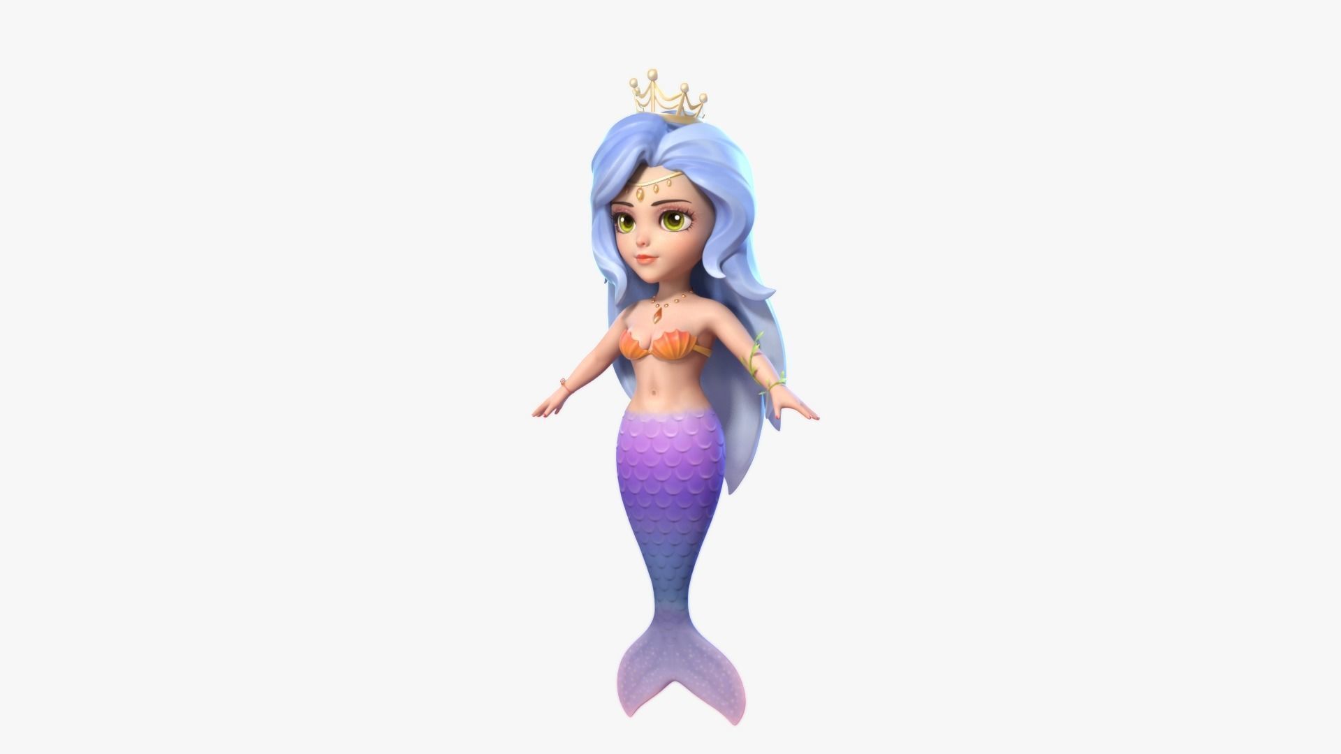 cartoon mermaid sea-maid girl cutey 3D model | CGTrader