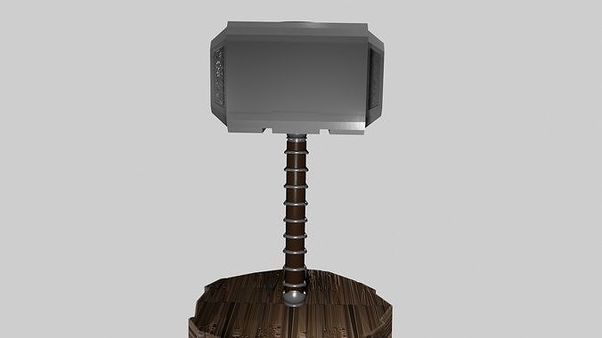 mjolnir 3d model wooden stand with hammer free VR / AR / low-poly 3D ...