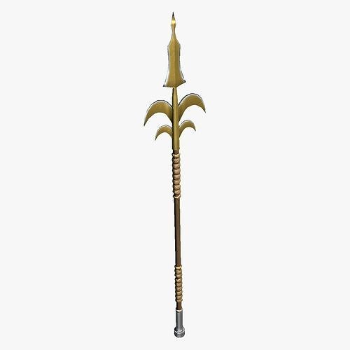 3D model Stylized Brass Steel and Wood Spear VR / AR / low-poly | CGTrader