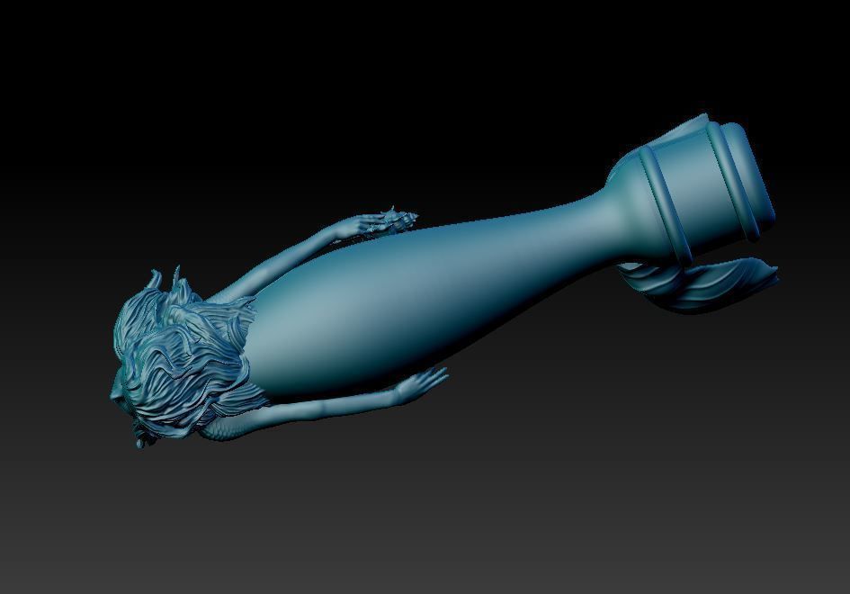 Mermaid on the handle 3D model 3D printable | CGTrader