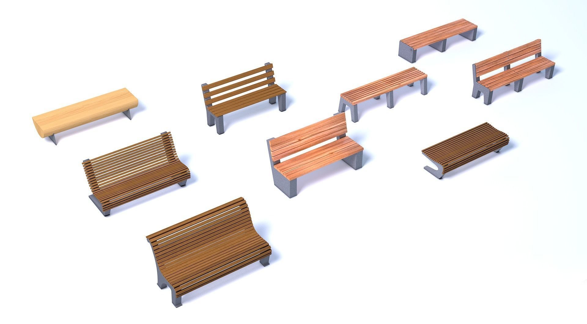 Pack of benches 3D model | CGTrader