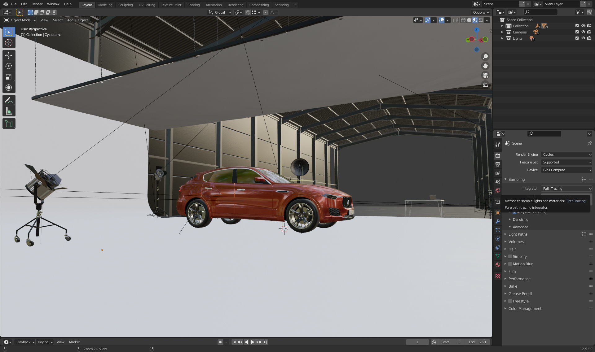 Automotive photo studio for Blender Cycles SWR2 3D model | CGTrader