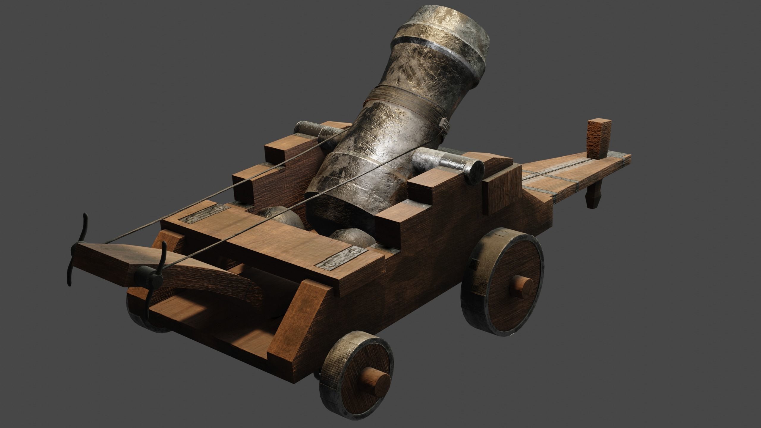 3D model Stylized Mortar Weapon Wood 4k Textures PBR Low-poly game ...