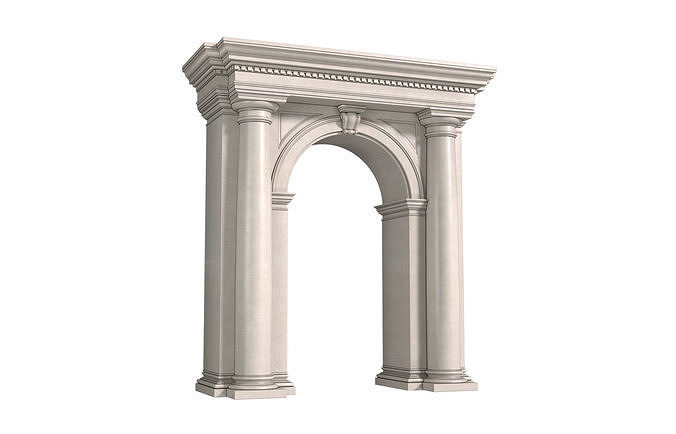 Classic facade arched opening with columns Arched stone doorway 3D ...