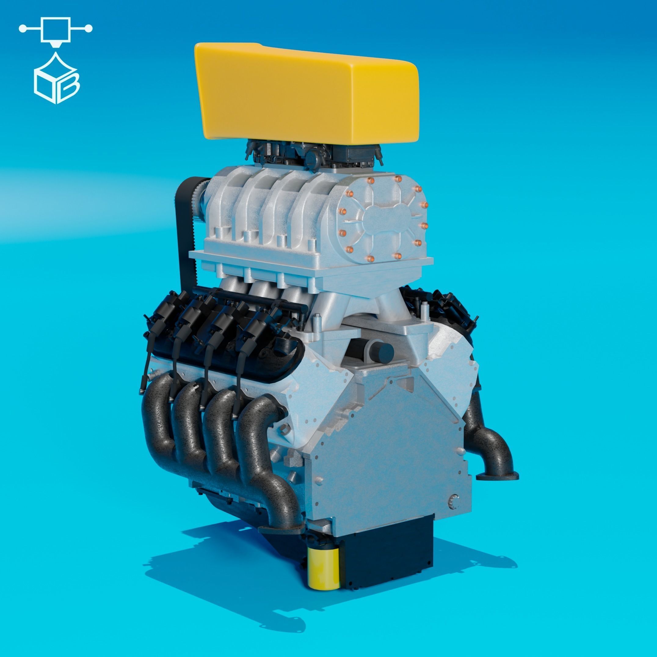ENGINE LSX V8 SUPERCHARGED 3D model 3D printable | CGTrader
