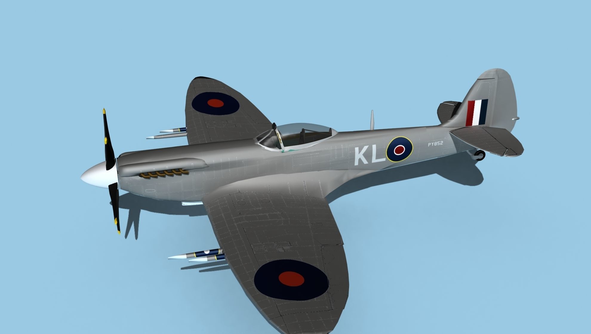 Supermarine Spitfire Mk XIVe V04 3D model animated rigged | CGTrader