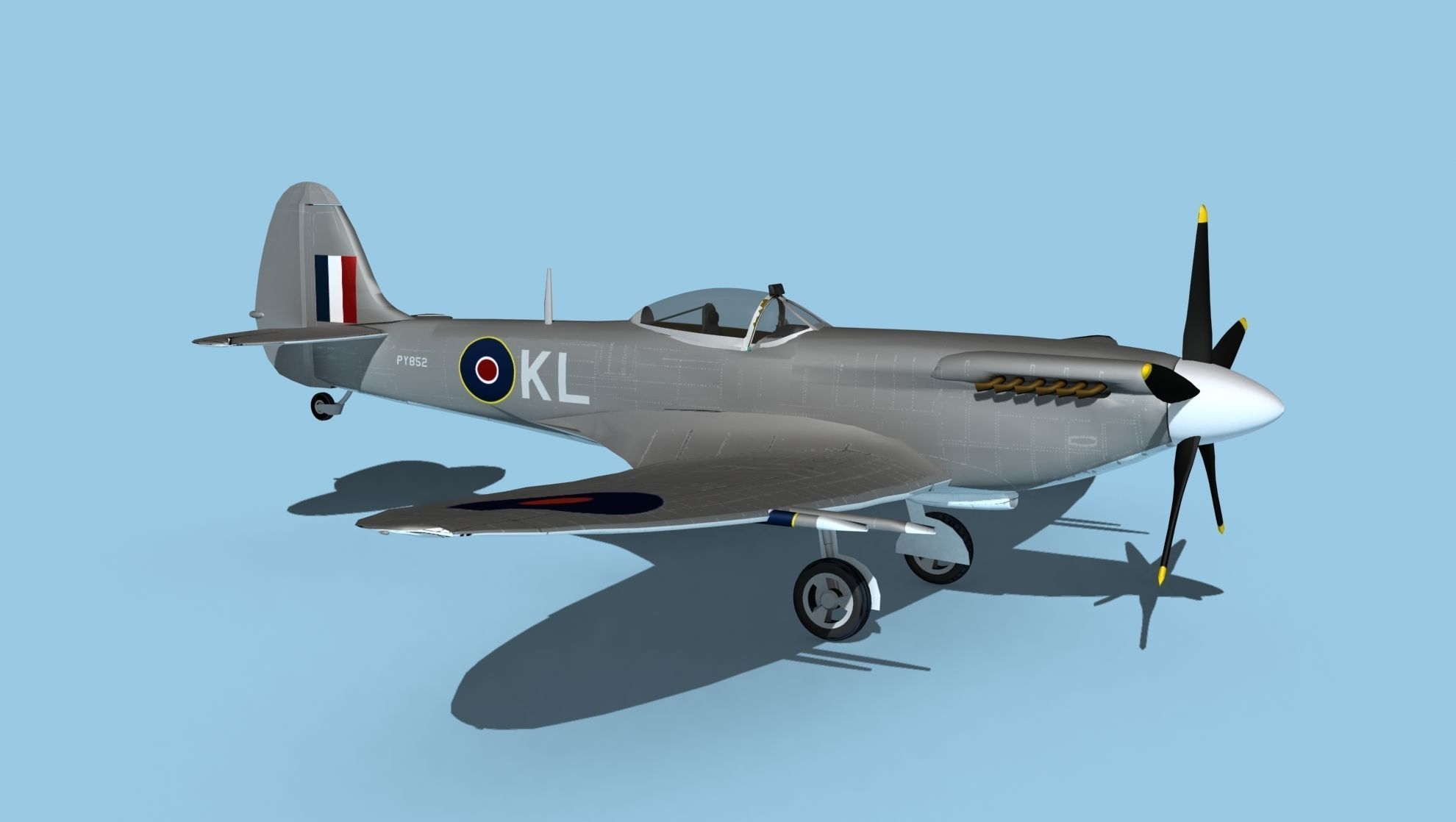 Supermarine Spitfire Mk XIVe V04 3D model animated rigged | CGTrader