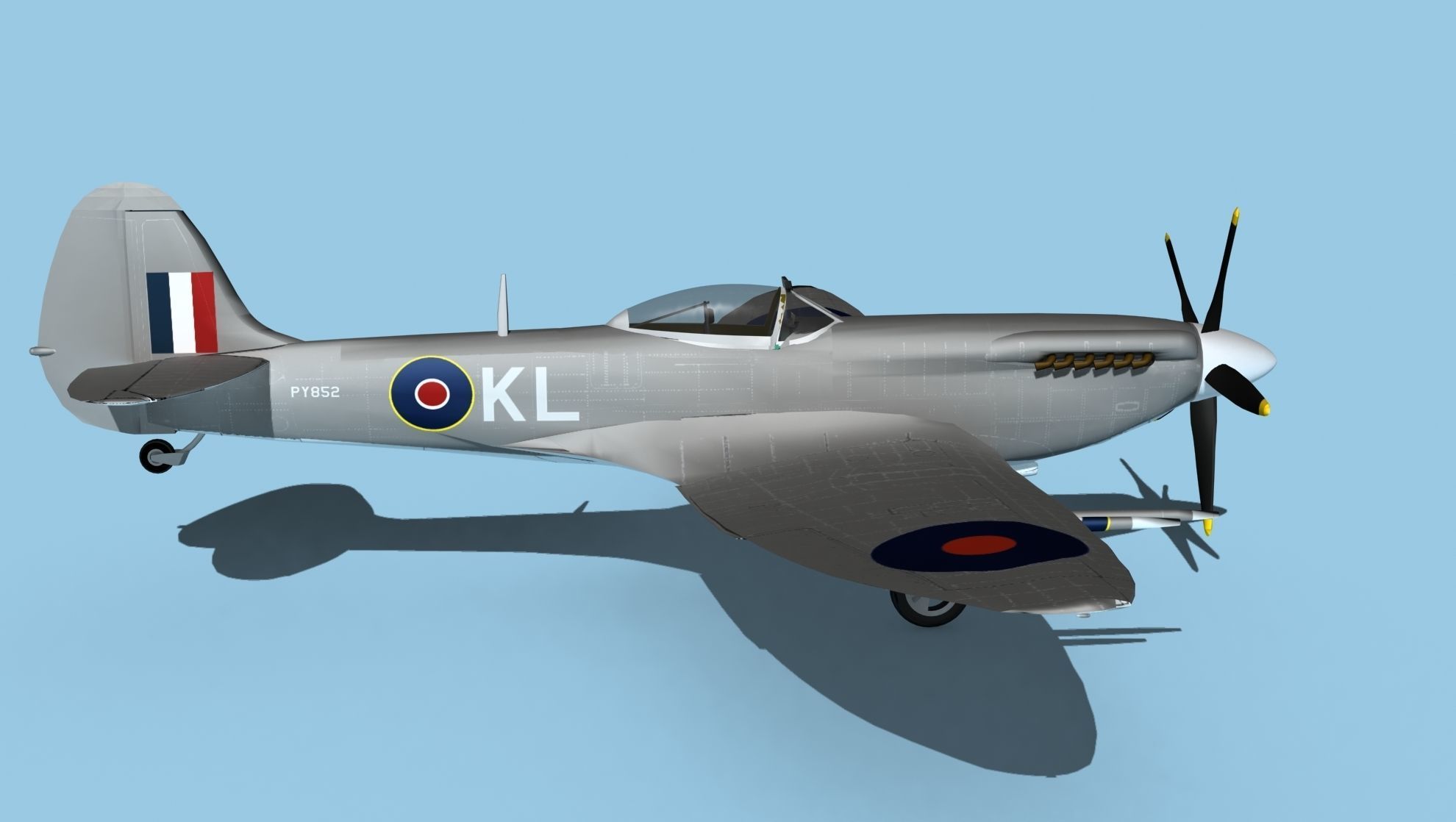 Supermarine Spitfire Mk XIVe V04 3D model animated rigged | CGTrader