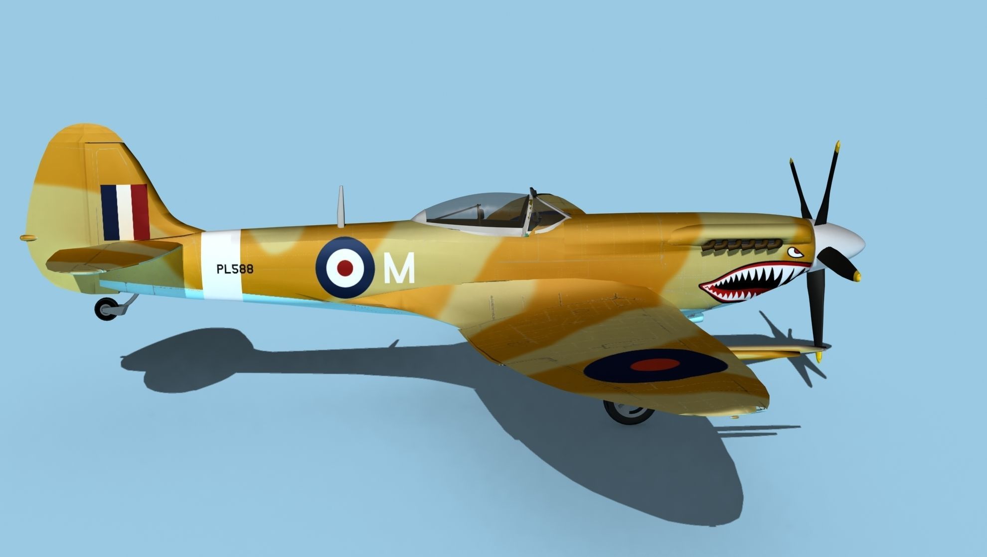 Supermarine Spitfire Mk XIVe V05 3D model animated rigged | CGTrader