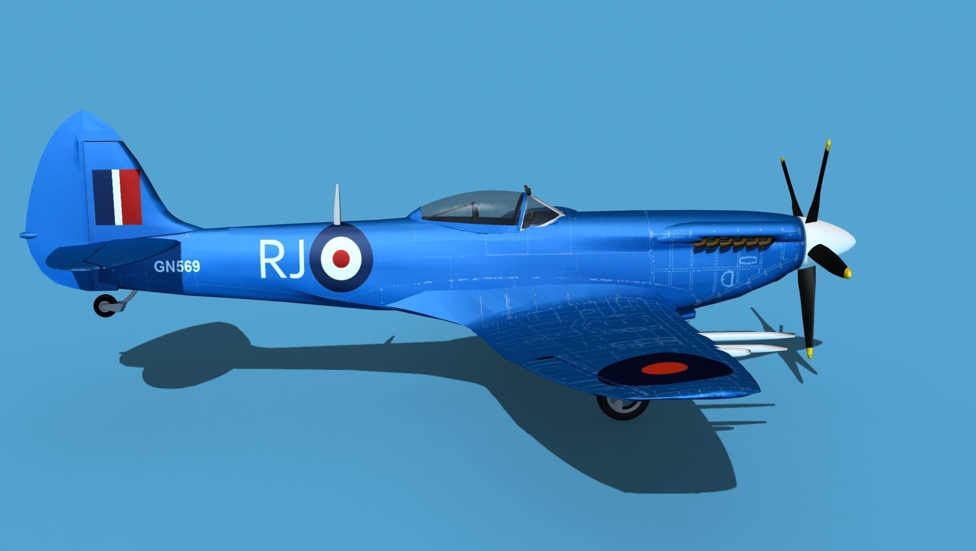 Supermarine Spitfire Mk XVIII V05 3D model animated rigged | CGTrader