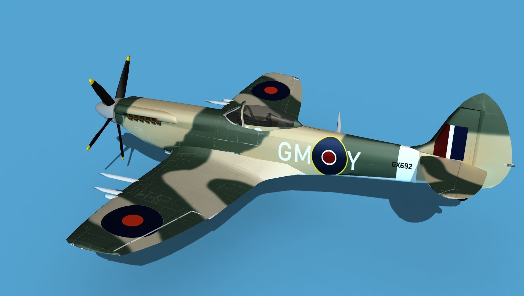 Supermarine Spitfire Mk XVIII V06 3D model animated rigged | CGTrader