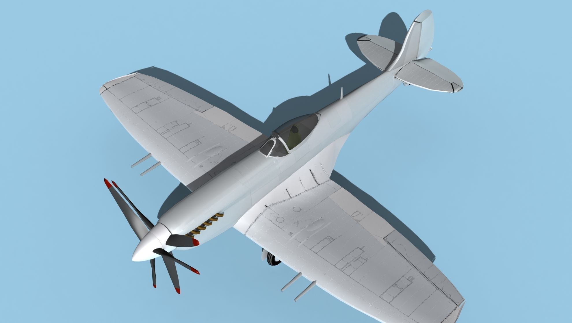 Supermarine Spitfire Mk XXIV V00 3D model animated rigged | CGTrader