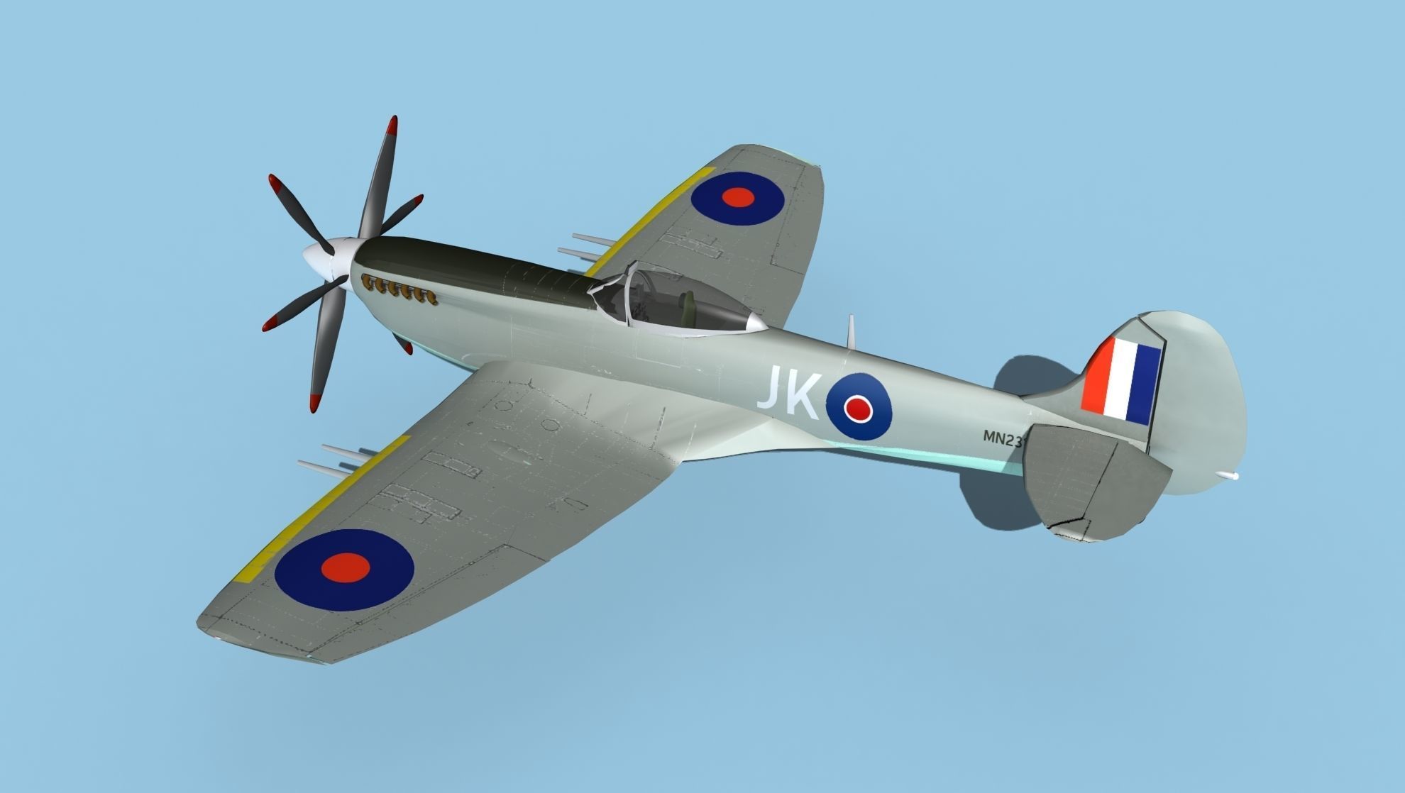 Supermarine Spitfire Mk XXIV V01 3D model animated rigged | CGTrader