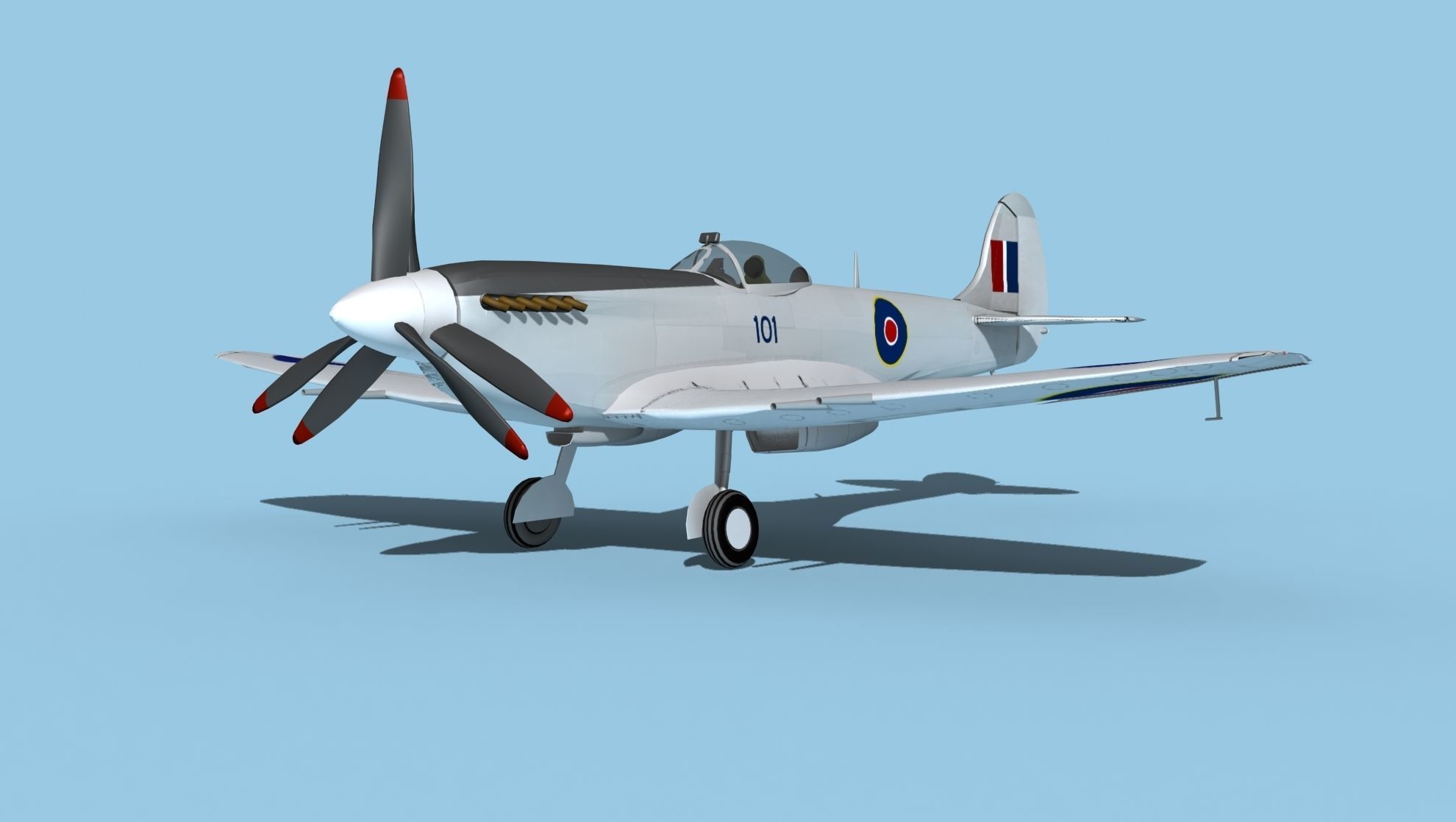 Supermarine Spitfire Mk XXIV V02 3D model animated rigged | CGTrader