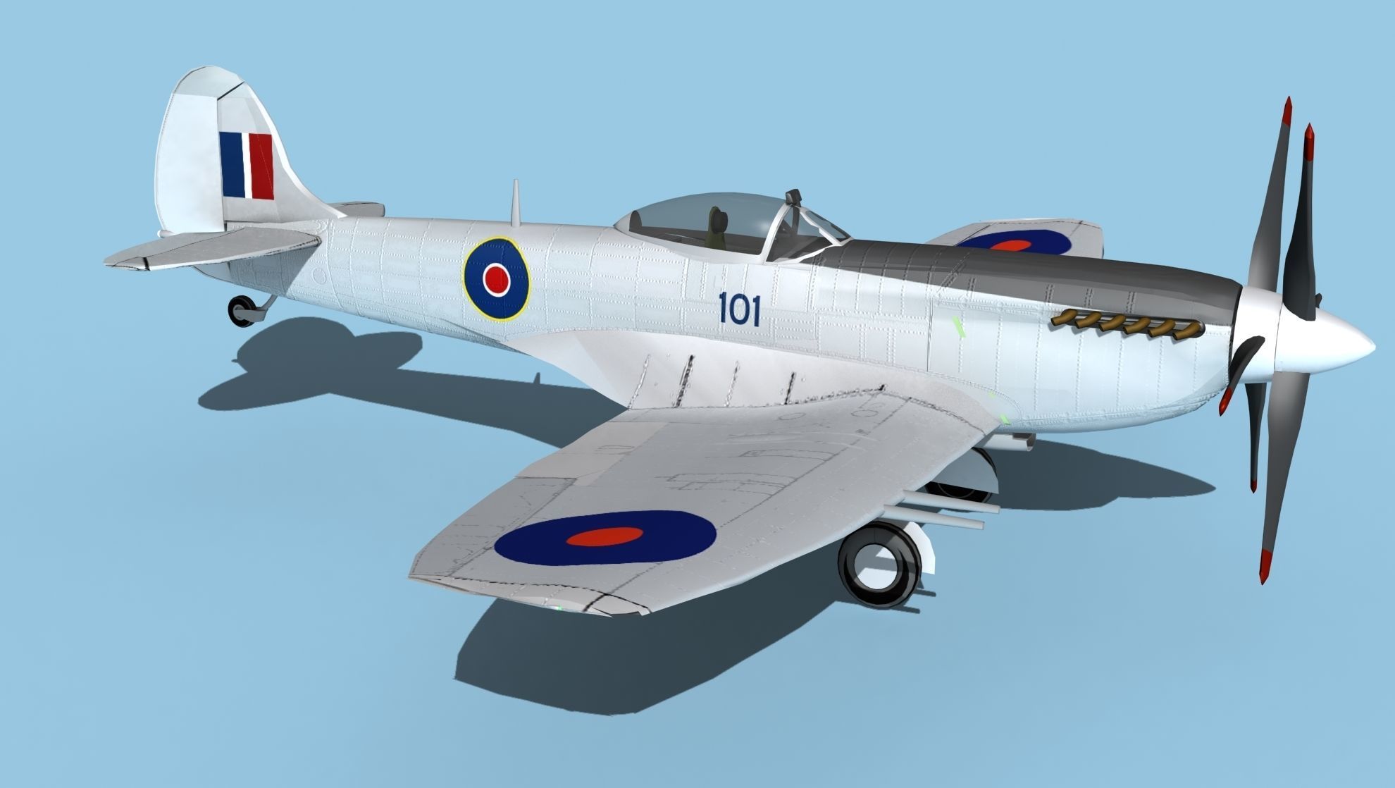 Supermarine Spitfire Mk XXIV V02 3D model animated rigged | CGTrader