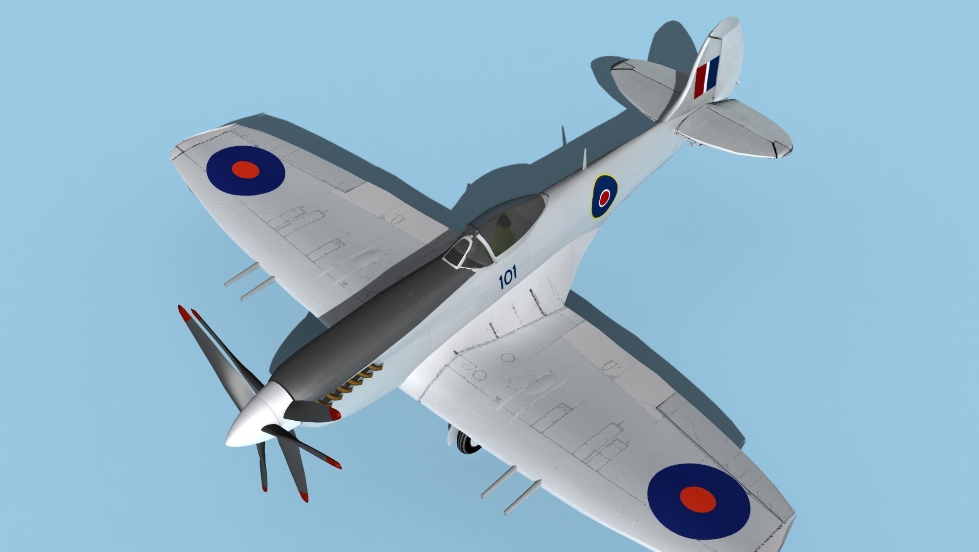 Supermarine Spitfire Mk XXIV V02 3D model animated rigged | CGTrader