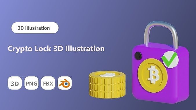 3D model 3D Cyrpto Coin Lock Illustration VR / AR / low-poly | CGTrader