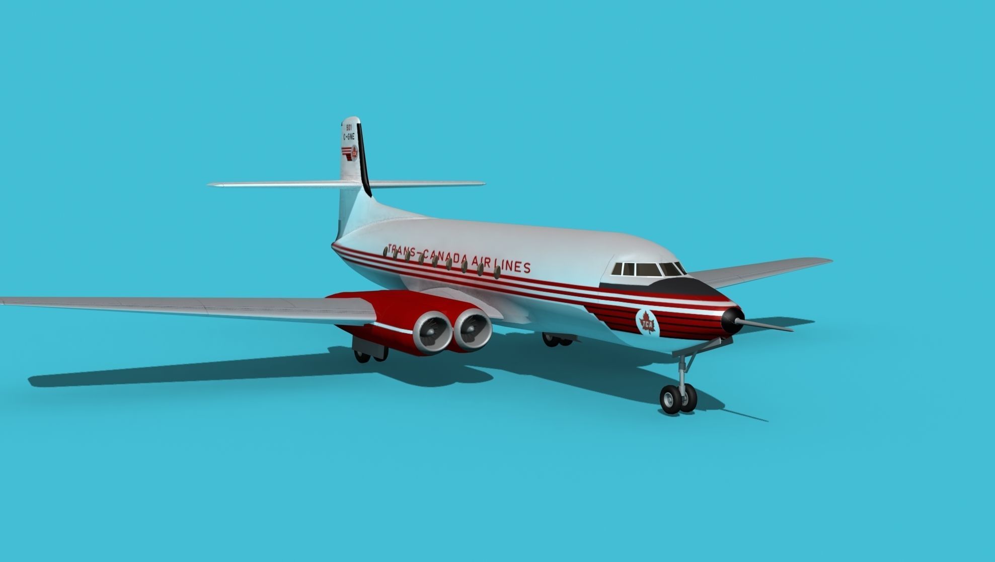 AVRO Canada C-102 Jetliner V05 3D model animated rigged | CGTrader