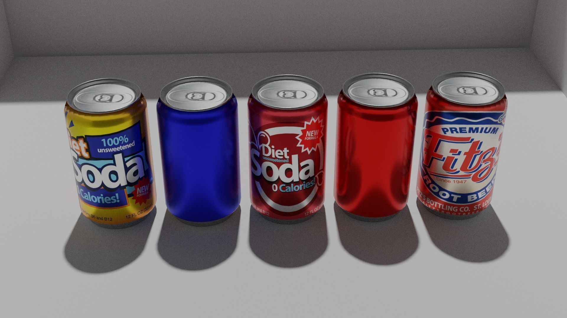3D model 5 pc Soda Cans VR / AR / low-poly | CGTrader