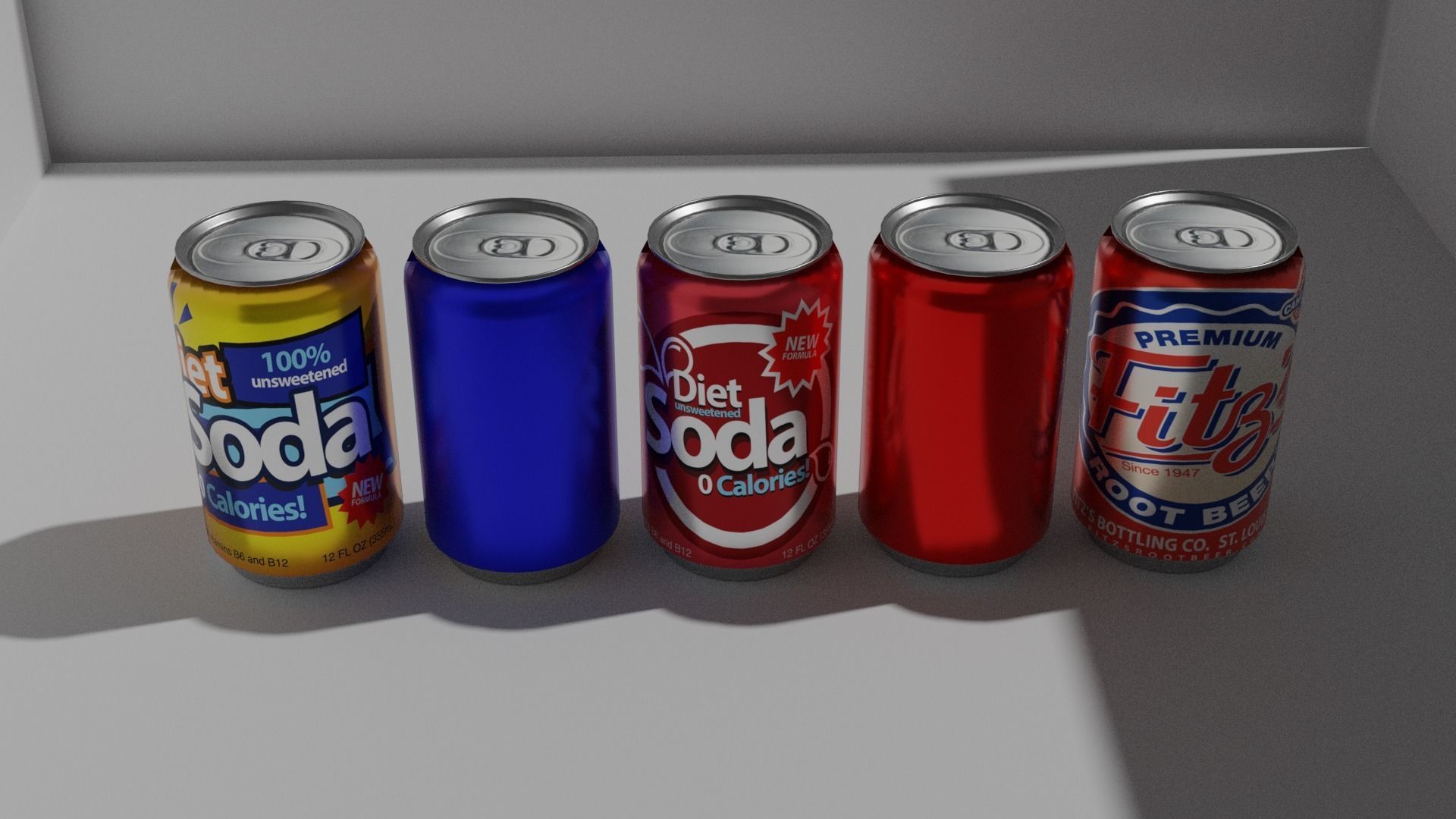 3D model 5 pc Soda Cans VR / AR / low-poly | CGTrader