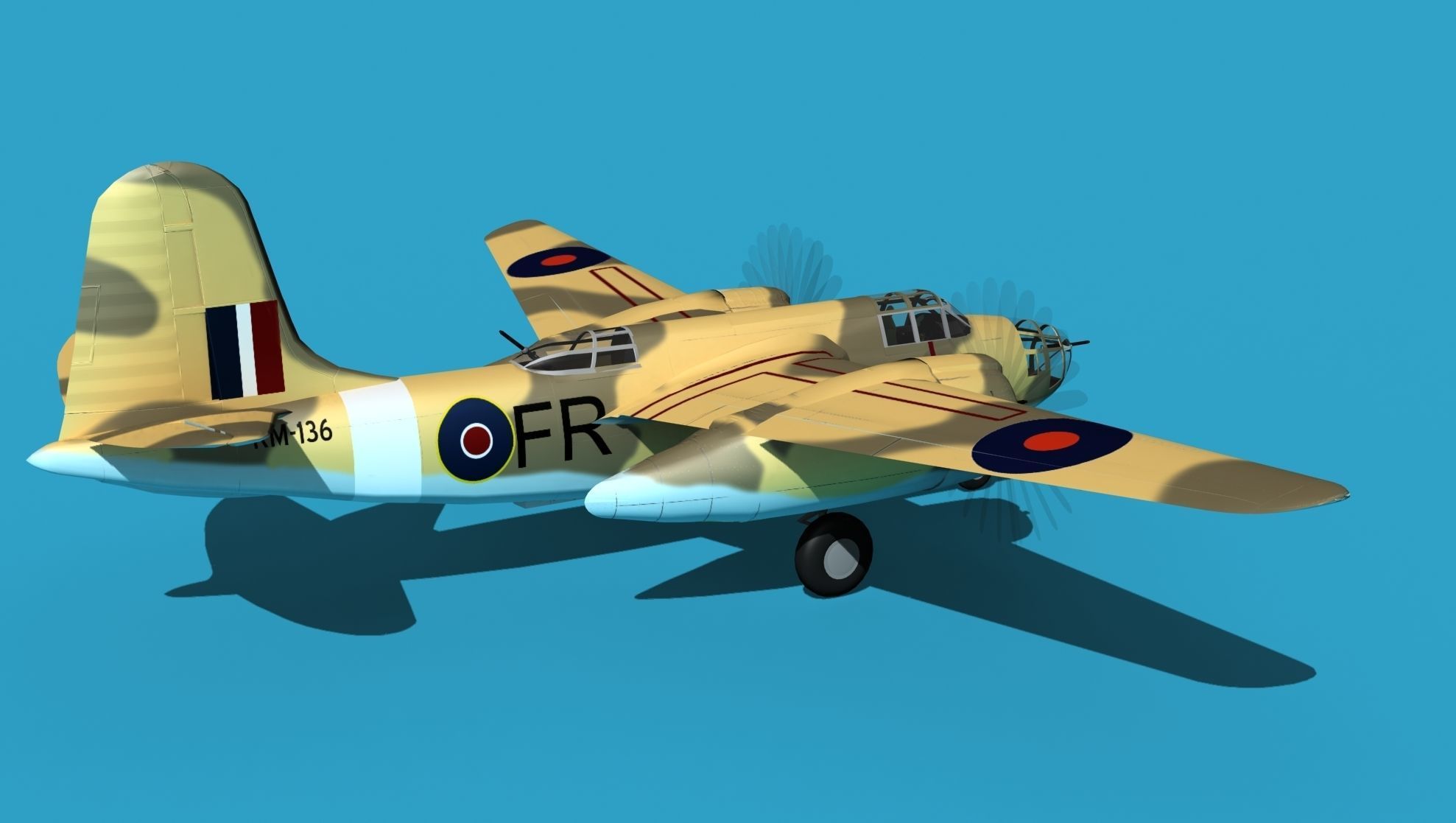 Douglas DB-7 Boston Mk II V02 RAF 3D model animated rigged | CGTrader