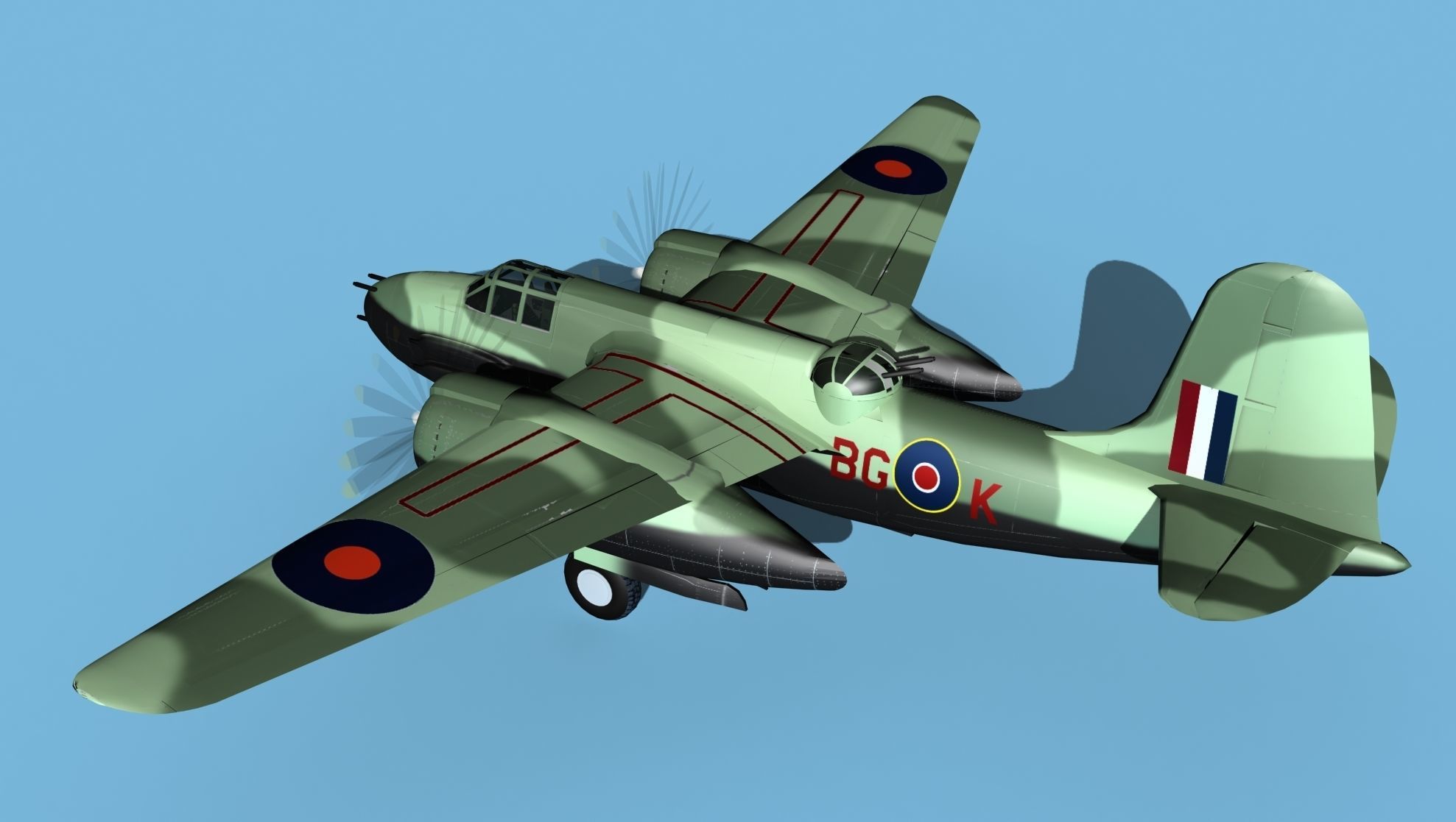 Douglas DB-7 Boston Mk III V01 RAF 3D model animated rigged | CGTrader