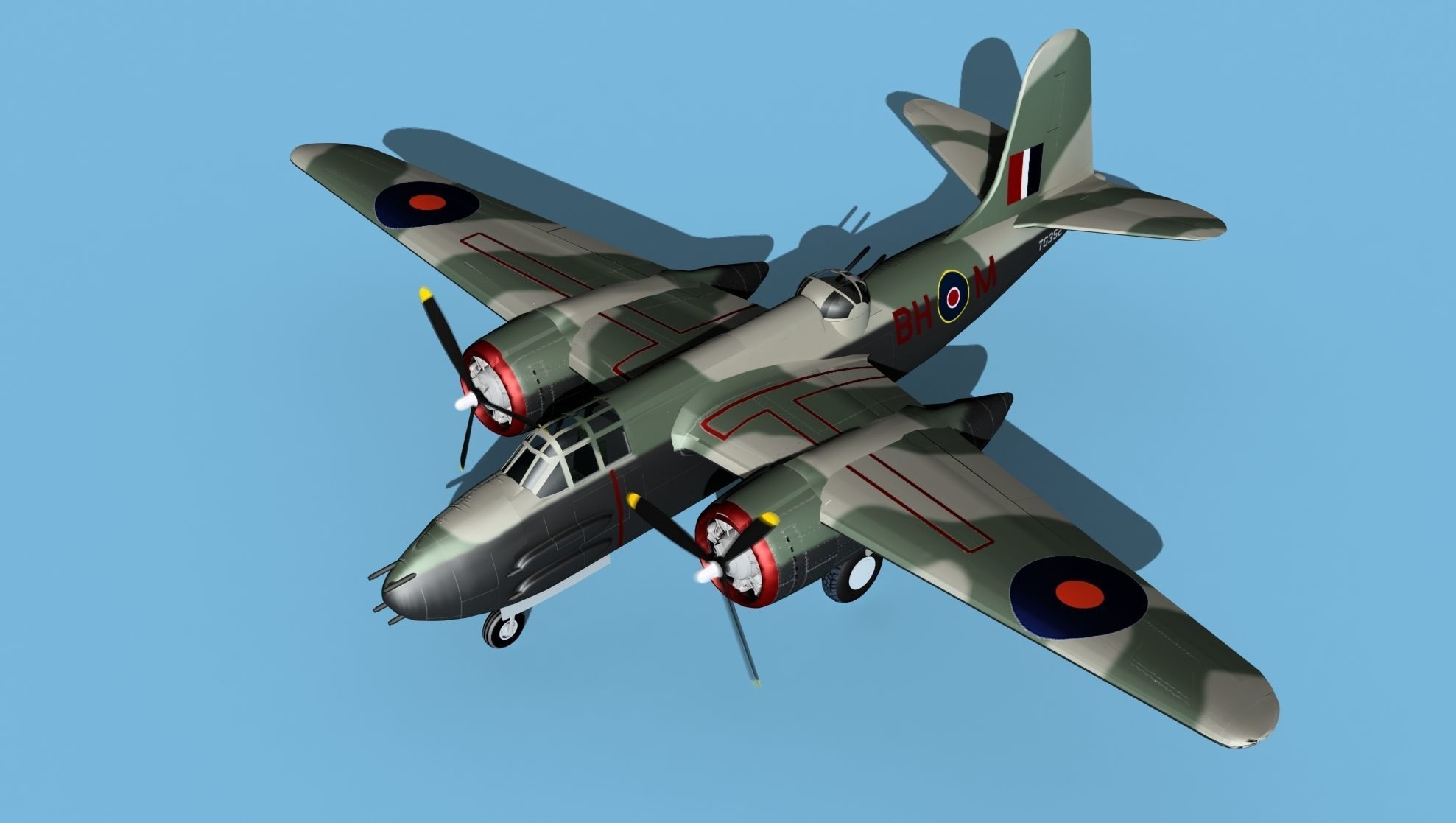 Douglas DB-7 Boston Mk III V02 RAF 3D model animated rigged | CGTrader