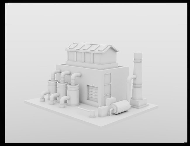 3D model FACTORY with pipes and chimneys VR / AR / low-poly | CGTrader