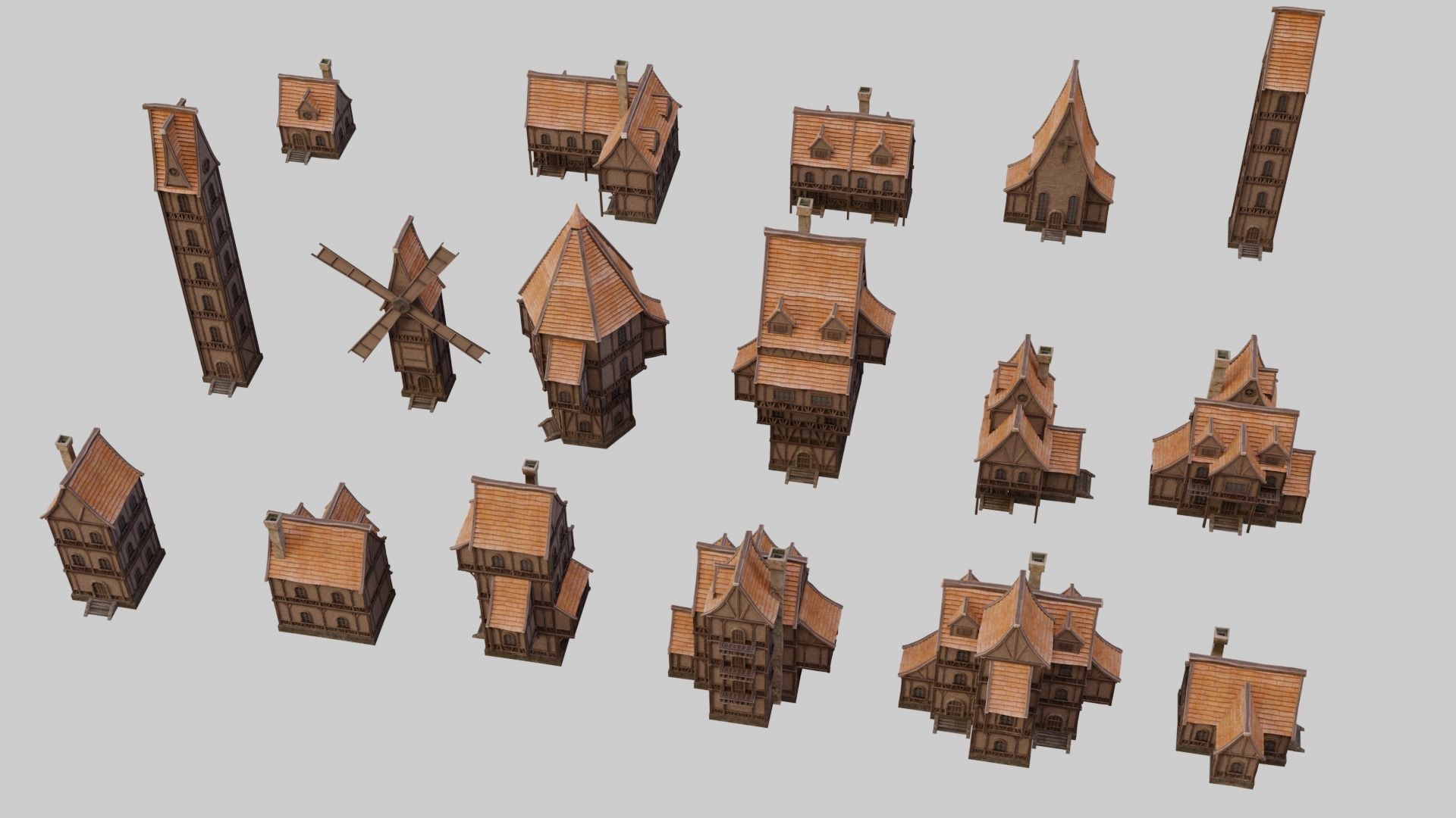 3D model Medieval Buildings Pack VR / AR / low-poly | CGTrader