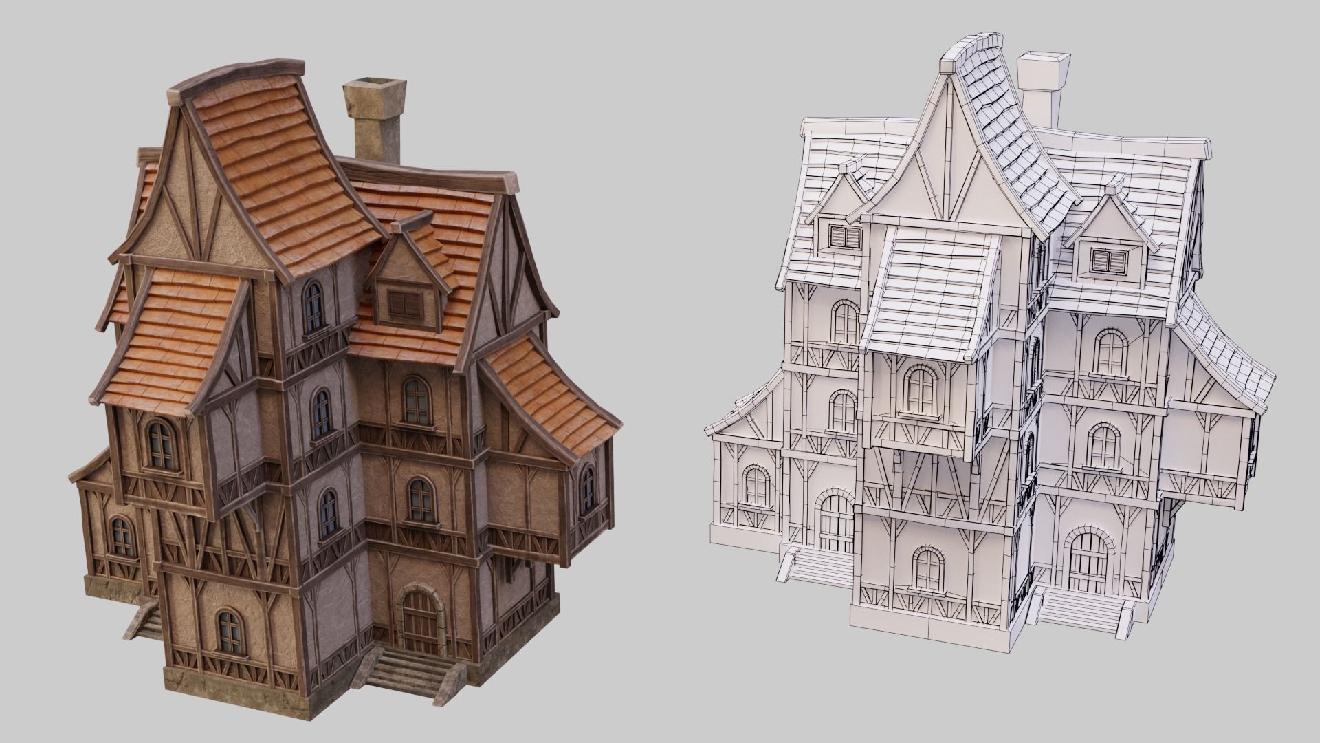 3D model Medieval Buildings Pack VR / AR / low-poly | CGTrader