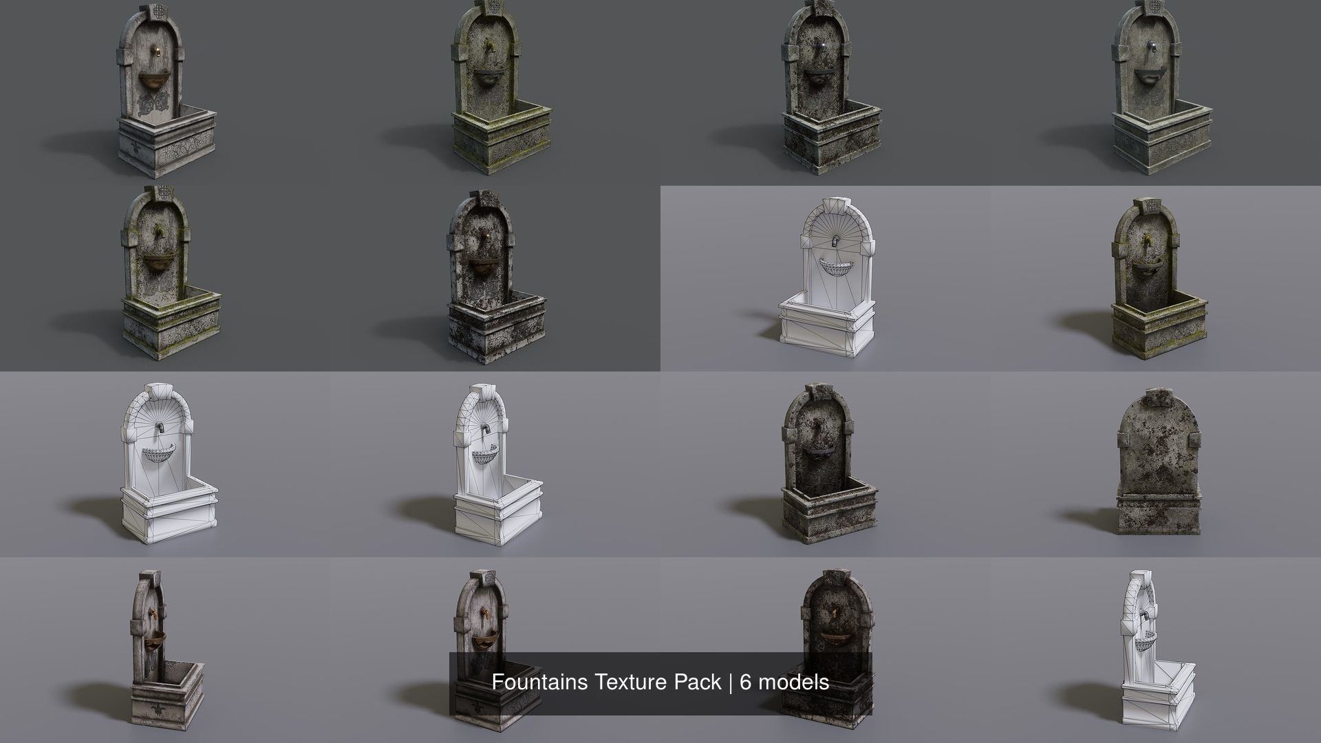 3D Model Collection Fountains Texture Pack VR / AR / low-poly | CGTrader