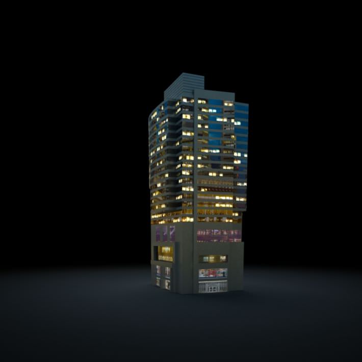 Illuminated Tall Building 3D model | CGTrader
