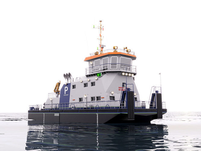 Push Boat 28m 3D model | CGTrader