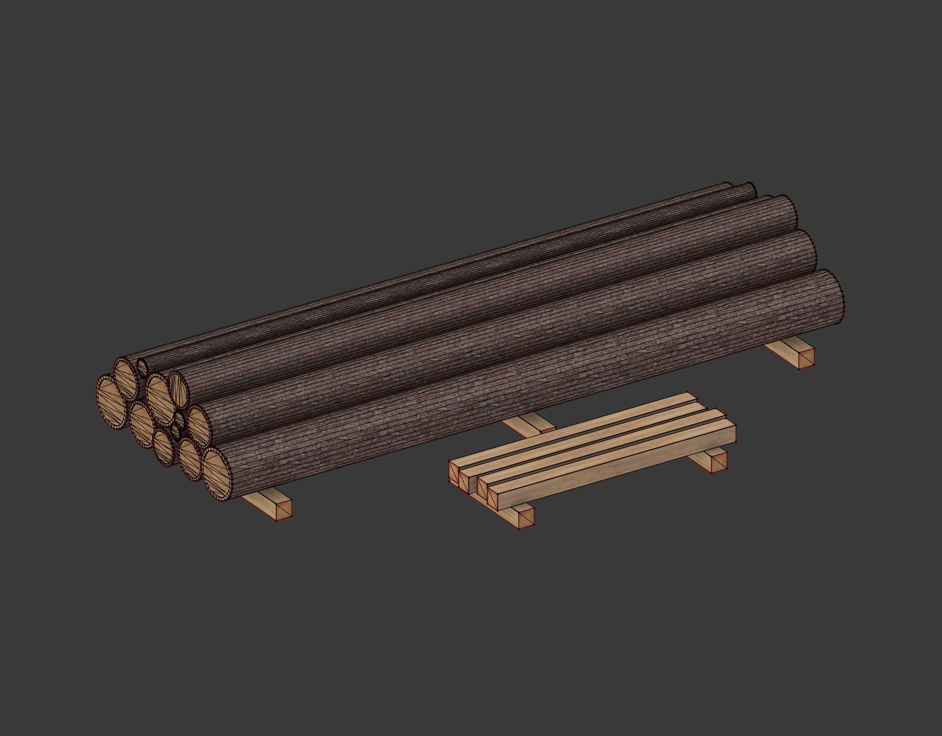 Timber stack 3D model | CGTrader