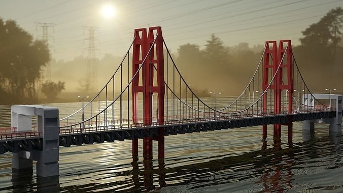 Realistic Bridge over body of water free 3D model | CGTrader