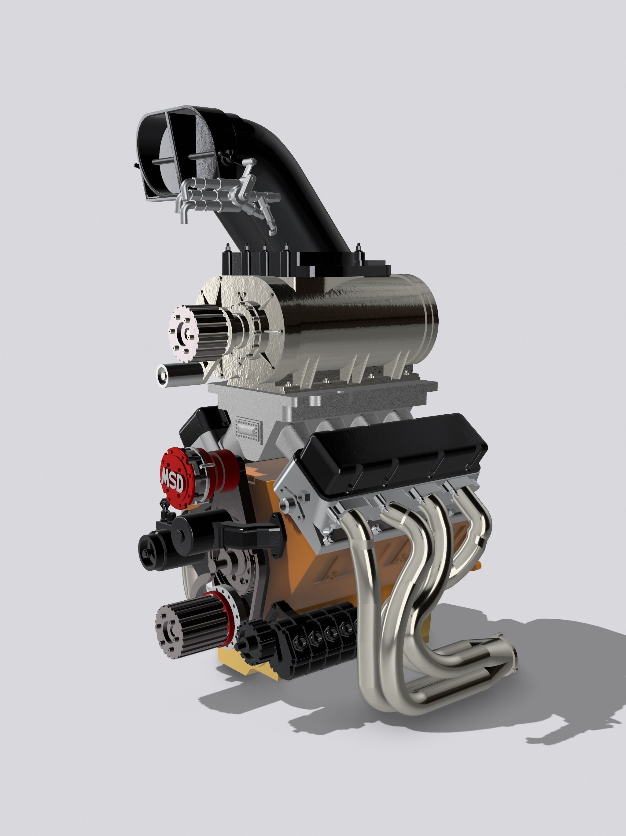 PSI Blown BBC Outlaw Engine Supercharged Pro Mod 3D model 3D printable ...