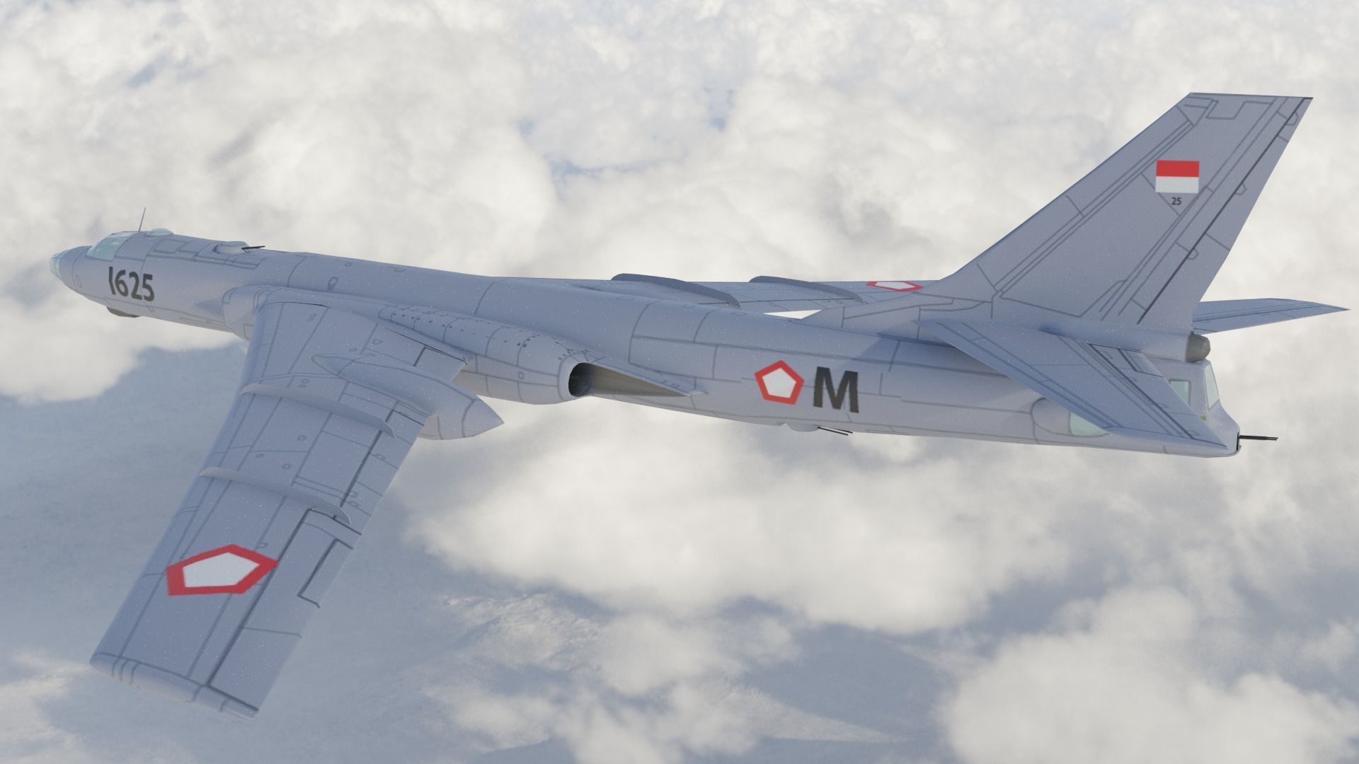 3D model Tupolev TU-16 Indonesian Air Force AURI Low Poly 3D model VR ...