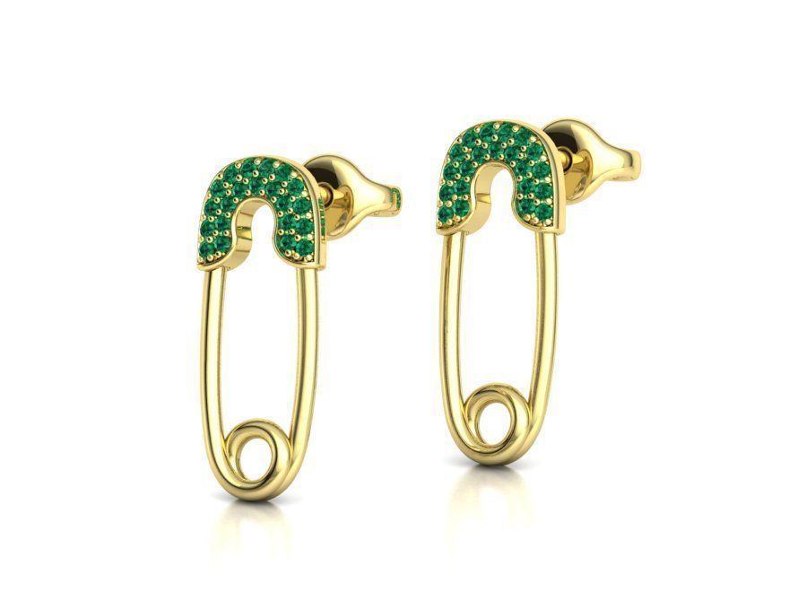 Diamond Safety Pin Stud Earrings Bespoke Earrings 3dmodel 3D model 3D ...