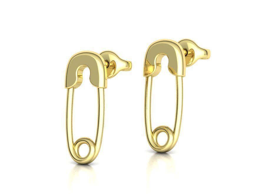 Diamond Safety Pin Stud Earrings Bespoke Earrings 3dmodel 3D model 3D ...