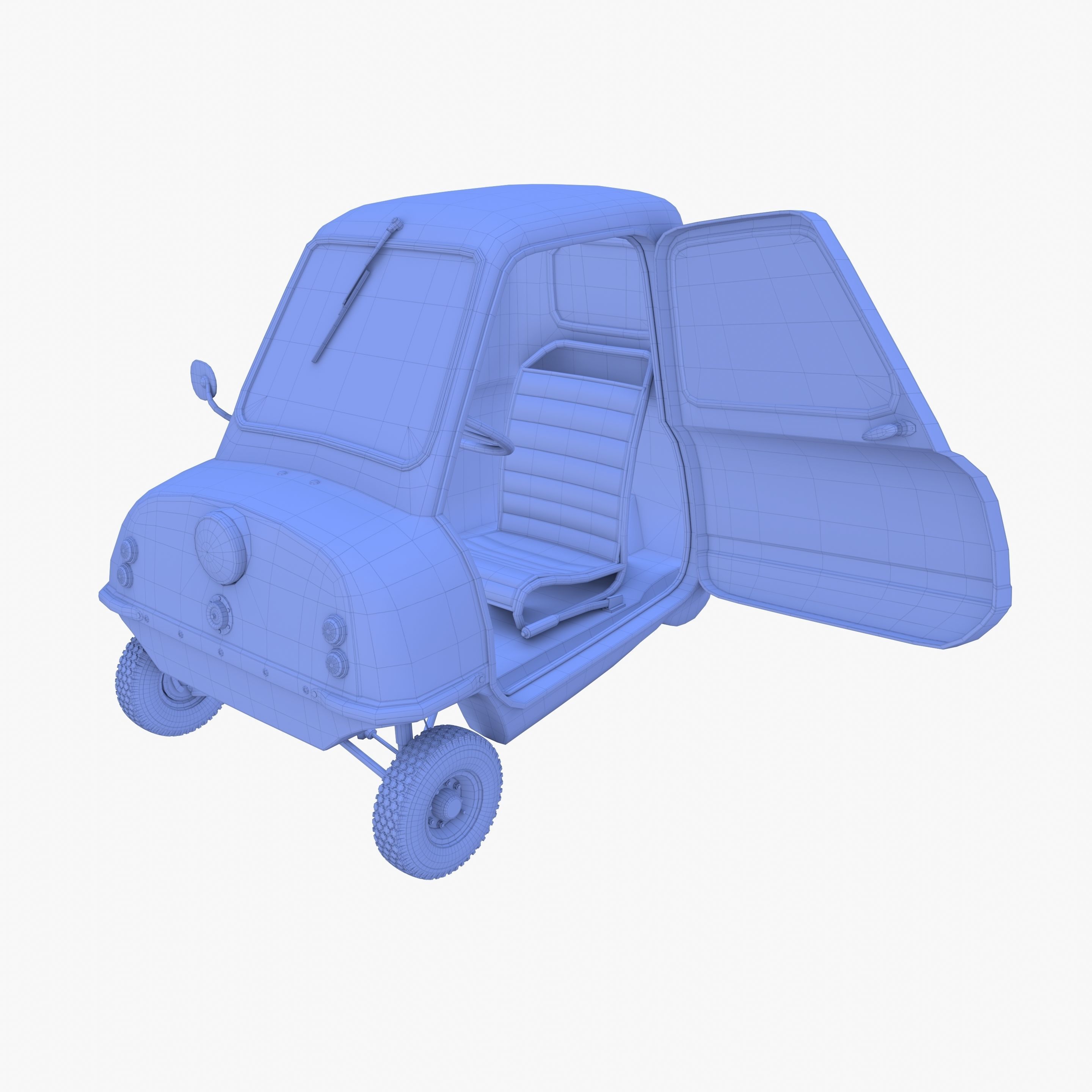Generic 50cc Microcar with interior and chassis 3D model | CGTrader