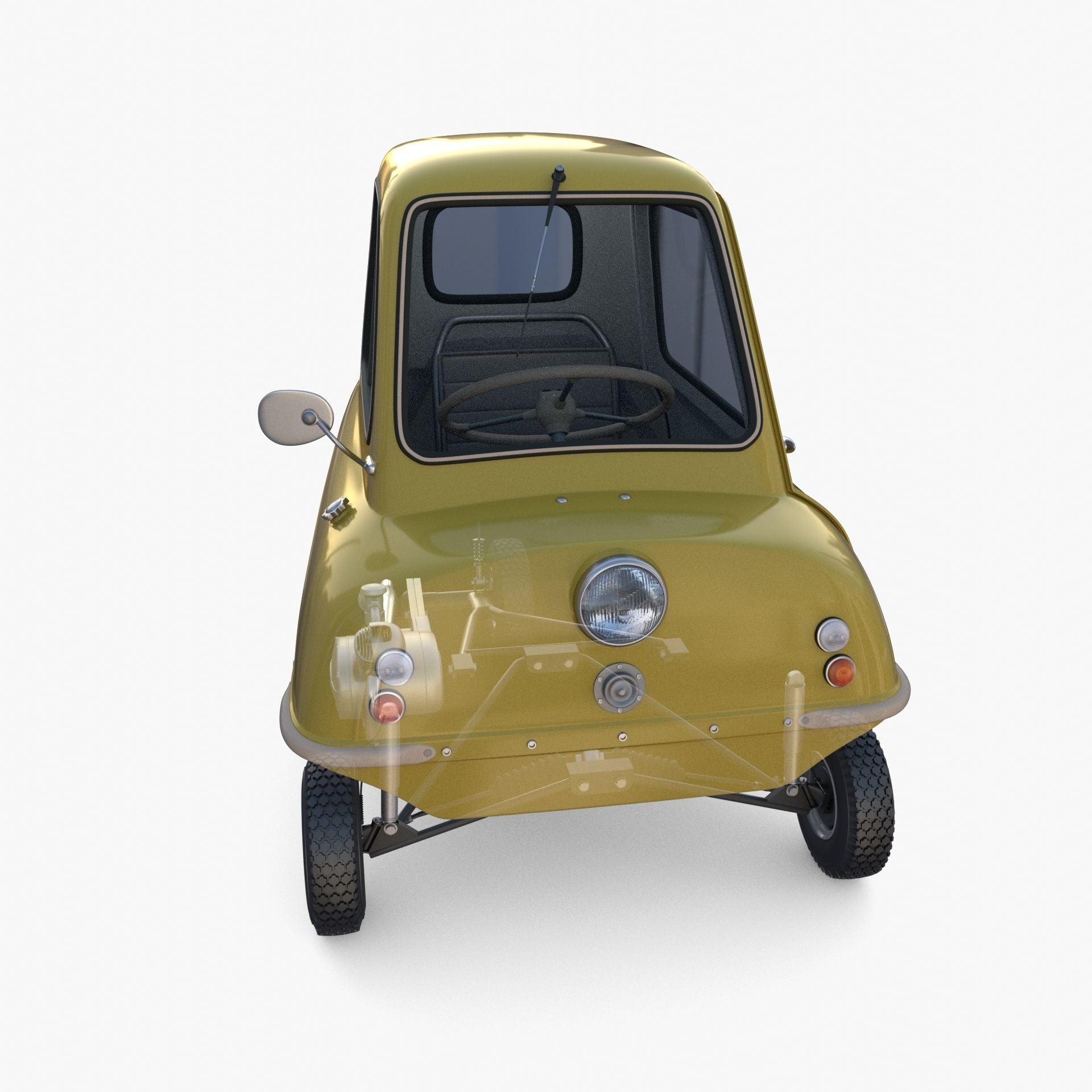 Generic 50cc Microcar with interior and chassis 3D model | CGTrader