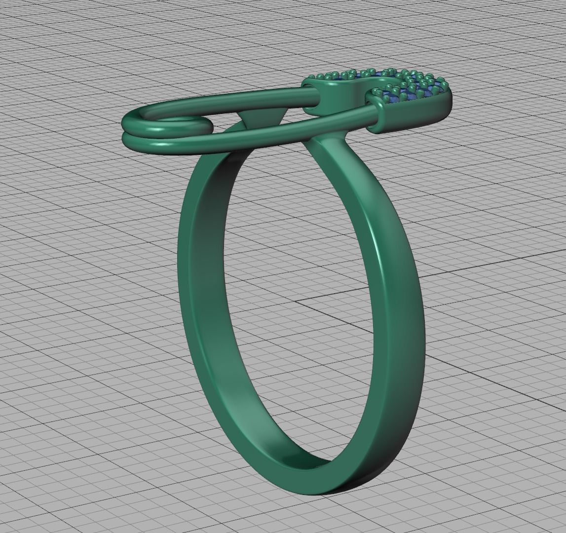 Diamond Safety Pin fashion ring 3dmodel v2 3D model 3D printable | CGTrader