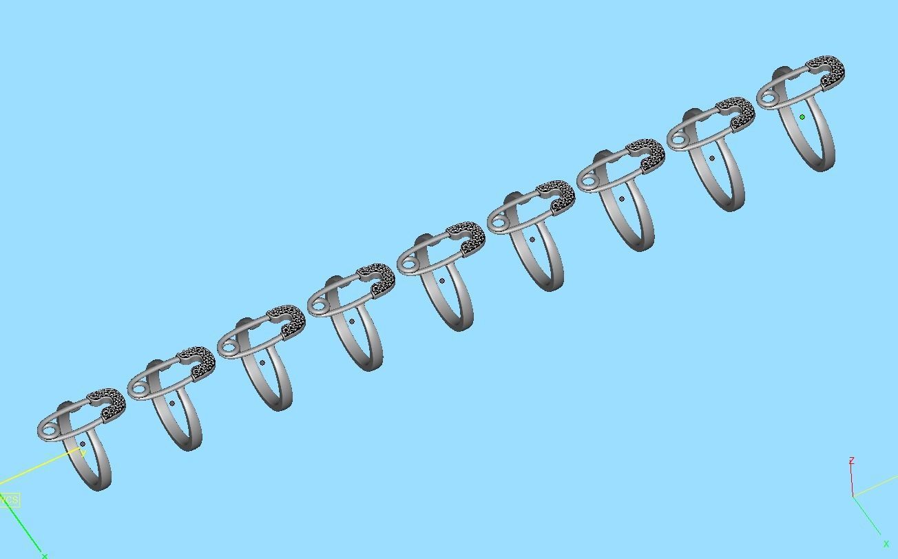 Diamond Safety Pin fashion ring 3dmodel v2 3D model 3D printable | CGTrader