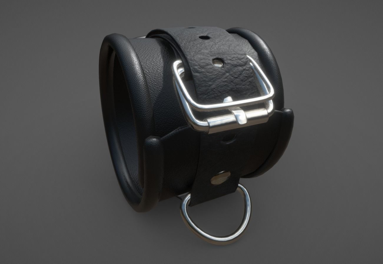 3D model Black leather hand cuffs VR / AR / low-poly | CGTrader