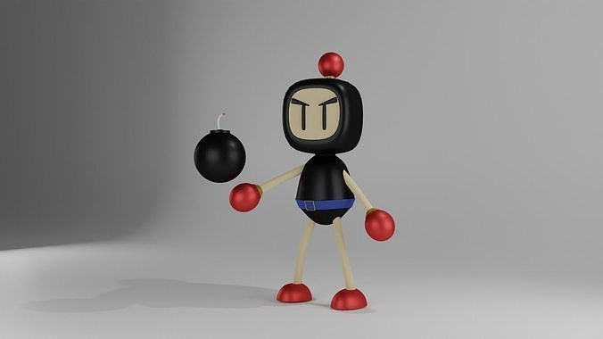bomberman cartoon character holding ball 3D model | CGTrader