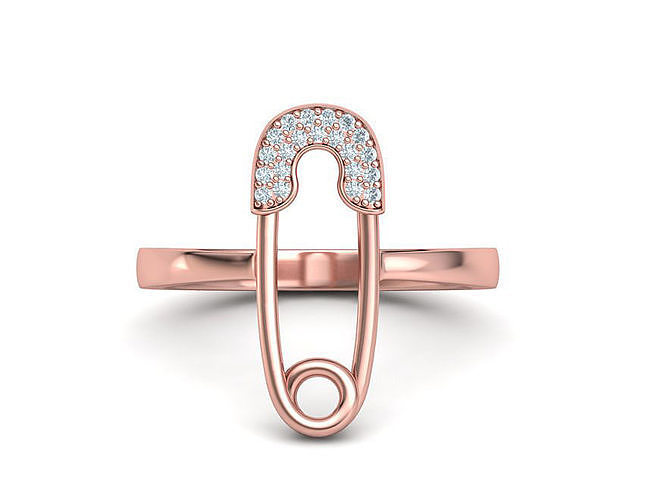 Safety Pin Diamond Ring Own design 3dmodel 3D model 3D printable | CGTrader