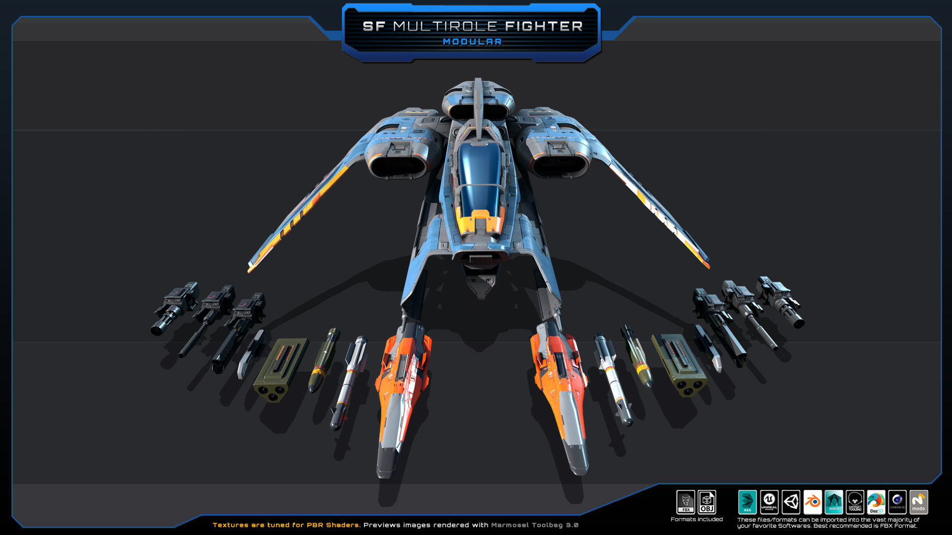 3D model SF Multirole Fighter - MODULAR VR / AR / low-poly | CGTrader