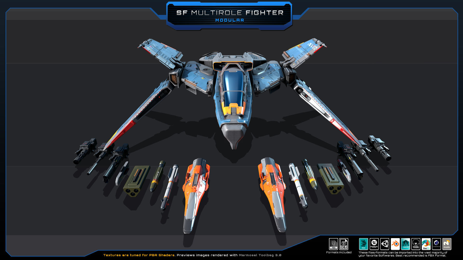 3D model SF Multirole Fighter - MODULAR VR / AR / low-poly | CGTrader